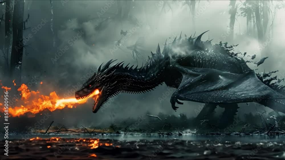 Enchanted Forest Timelapse: Dragon Breathing Fire (Magical Looping ...