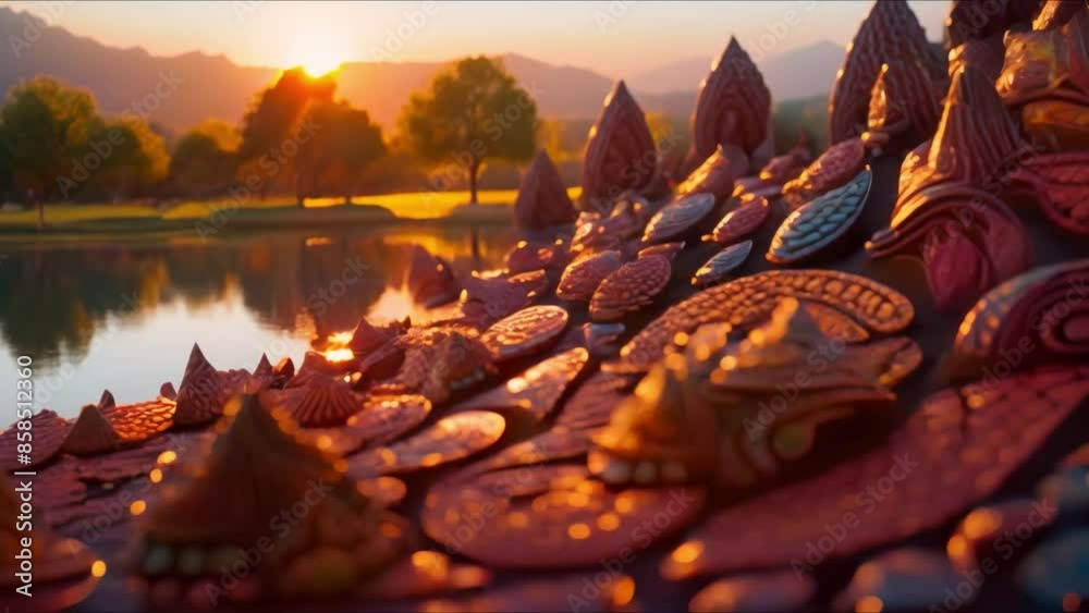 Creation of Dreamtime: Colorful Serpent Sculpture with Mountains ...