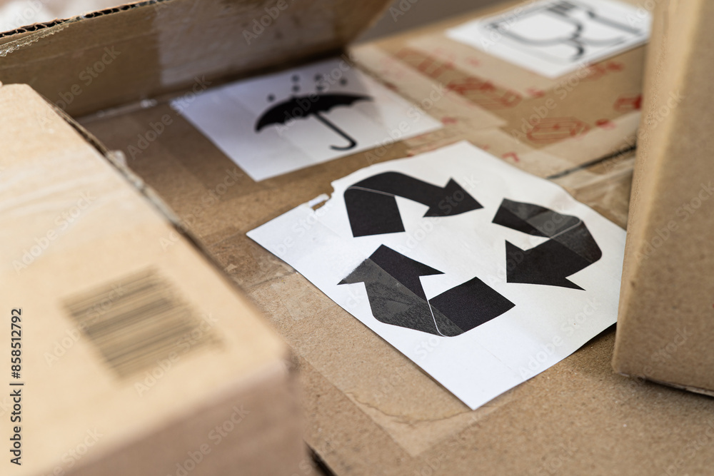 Cardboard packaging for delivery. Packed cardboard boxes. Recycling ...