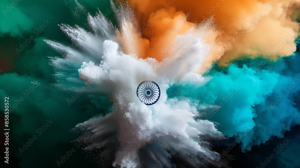 Tri colour smoke bomb with the colors of indian flag with a black ...