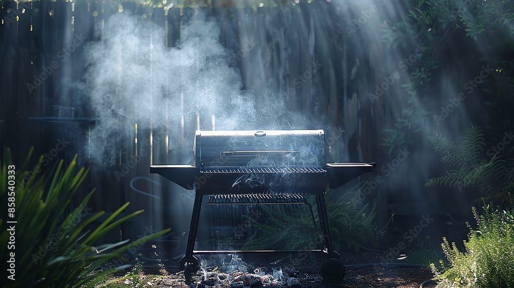 Foto de Smoky Grill with Blank Space Smoke rising from a hot grill ...
