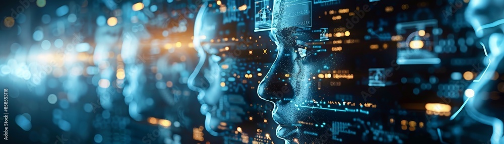 Abstract representation of artificial intelligence with digital human ...