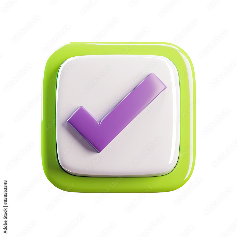 Check Mark Icon in Violet and Green | Isolated on Transparent & White ...
