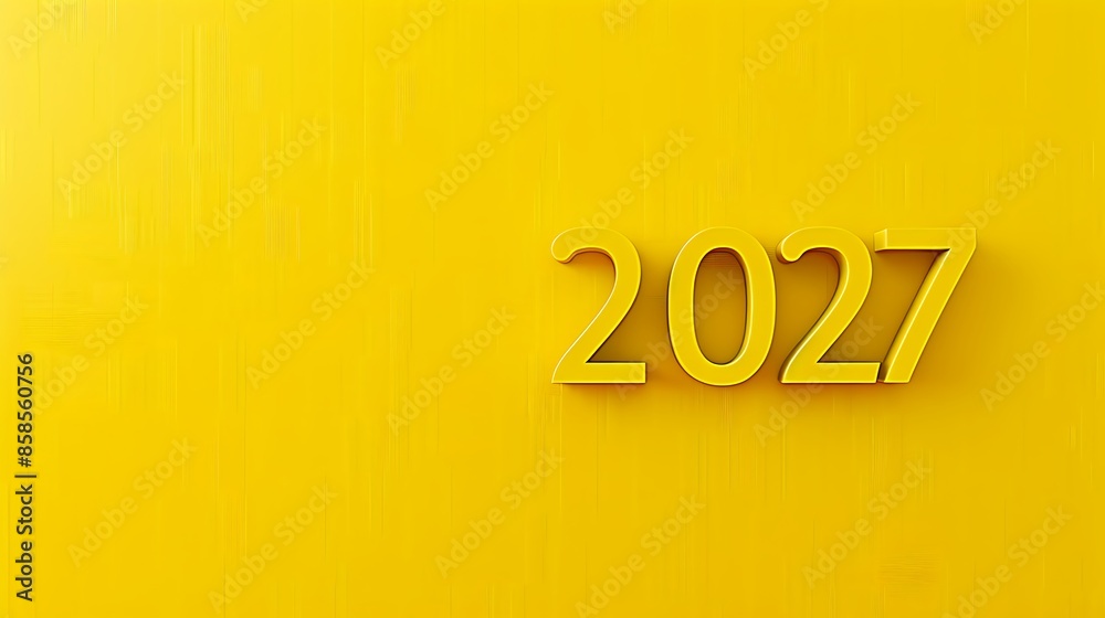 "2027" on an empty solid background with bright yellow color, in a ...