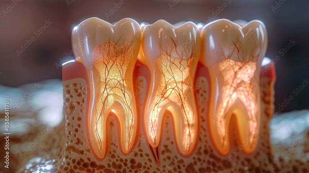 Anatomical intricacy: tooth structure, nerve, with a visible ...