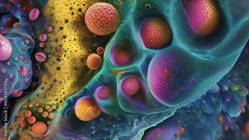 A confocal microscopy animation of liver tissue showing hepatocytes in ...