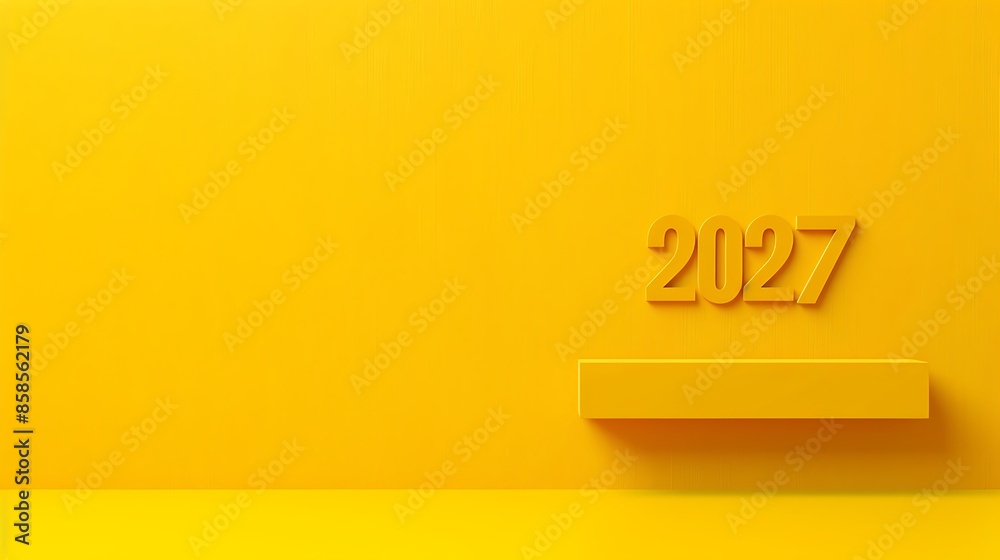 "2027" on an empty solid background with bright yellow color, in a ...