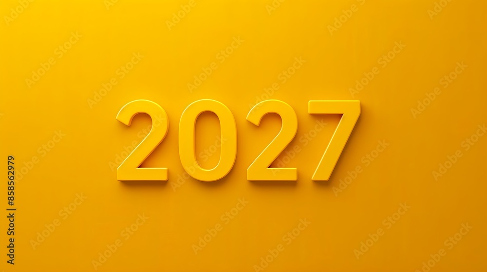"2027" on an empty solid background with bright yellow color, in a ...