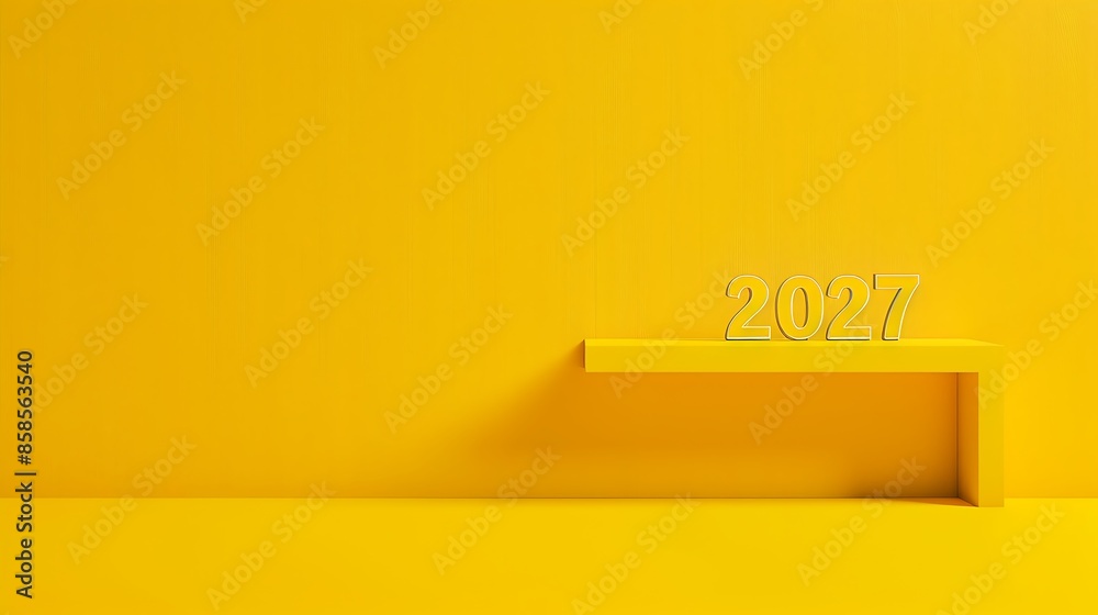 "2027" on an empty solid background with bright yellow color, in a ...