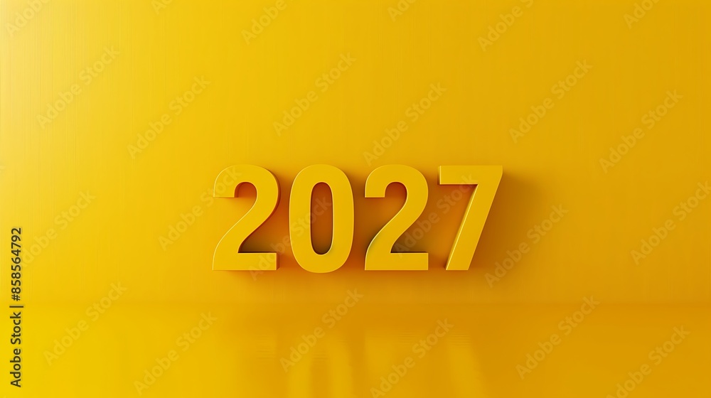 "2027" on an empty solid background with bright yellow color, in a ...