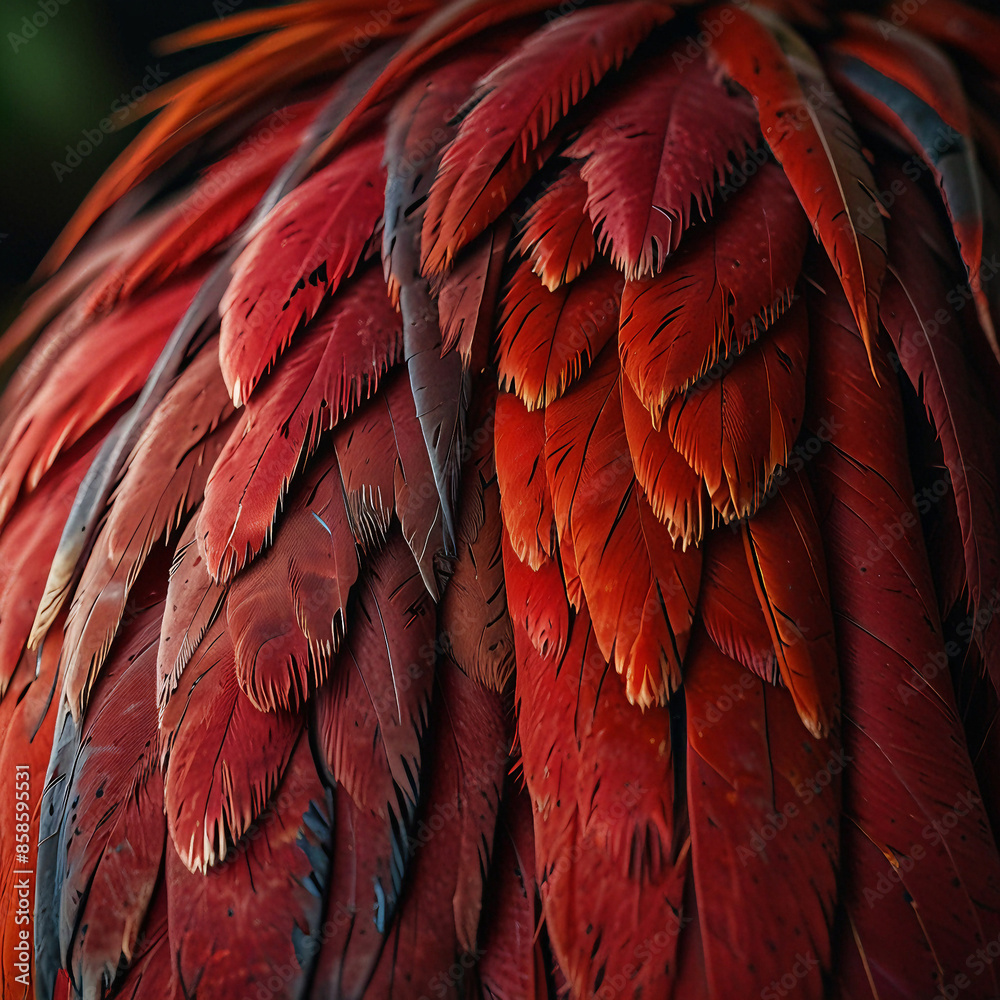 Macro of Red Macaw Feather Detailed Close-Up of Bird Anatomy and ...