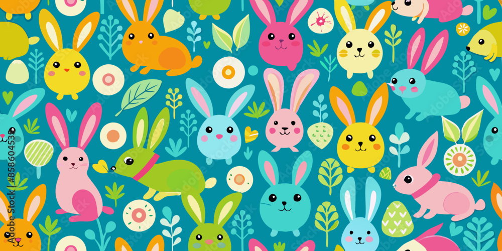 rabbit pattern design, feather geometric seamless, baby shower pattern ...