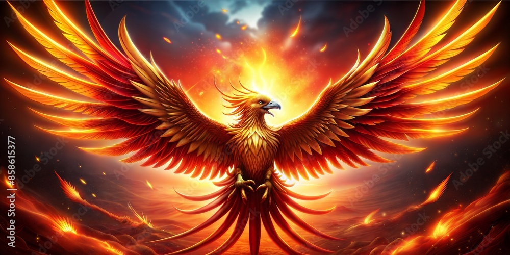 Phoenix bird fire fantasy firebird abstract magic 3D eagle animal ...