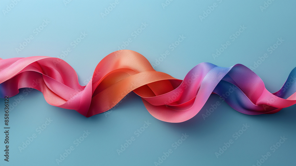 A flat design of a ribbon with different sections representing various ...