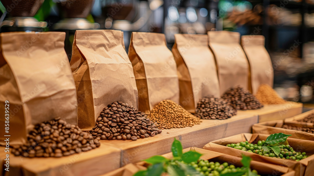 Eco-friendly coffee farming process, coffee beans, planting, harvesting ...