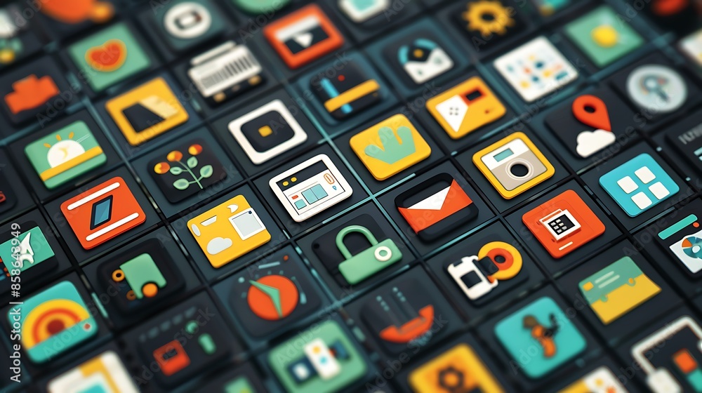 Large collection of web user interface flat vector icons - 54 different ...