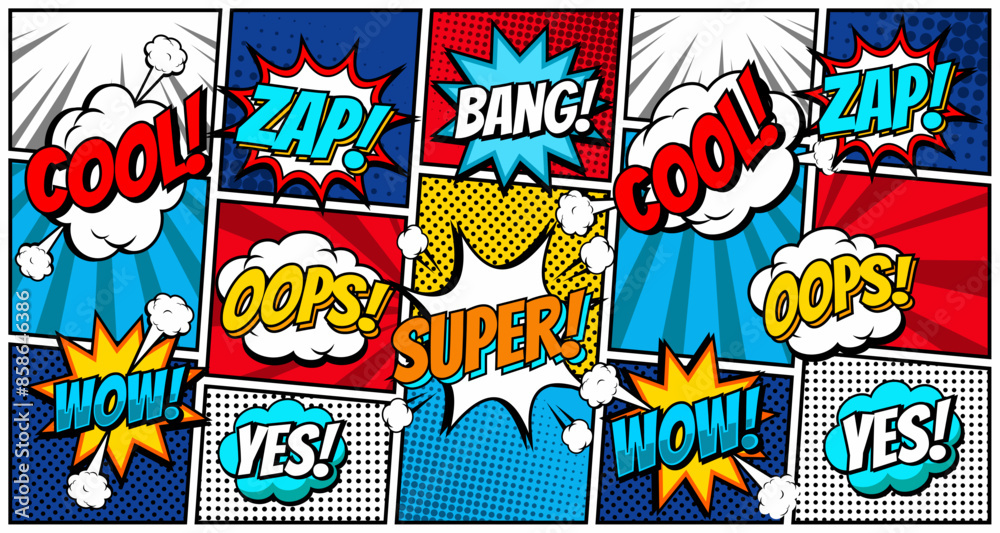 Comic book bubbles. Cartoon explosions funny comical speech clouds ...