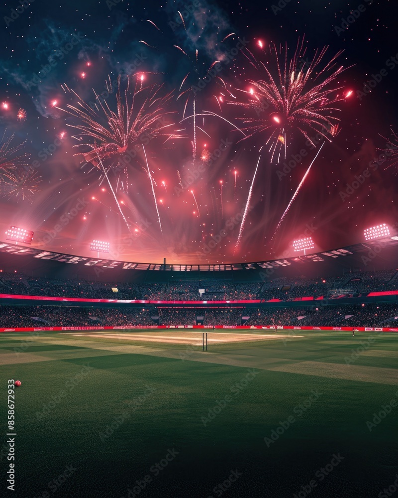 Exciting Sold-Out Cricket Stadium Backdrop with Subtle Red Accents - A ...