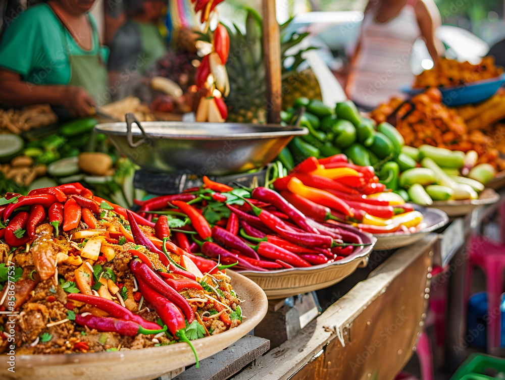 Traditional Mexican market stall selling menudo bowls, A food stall ...