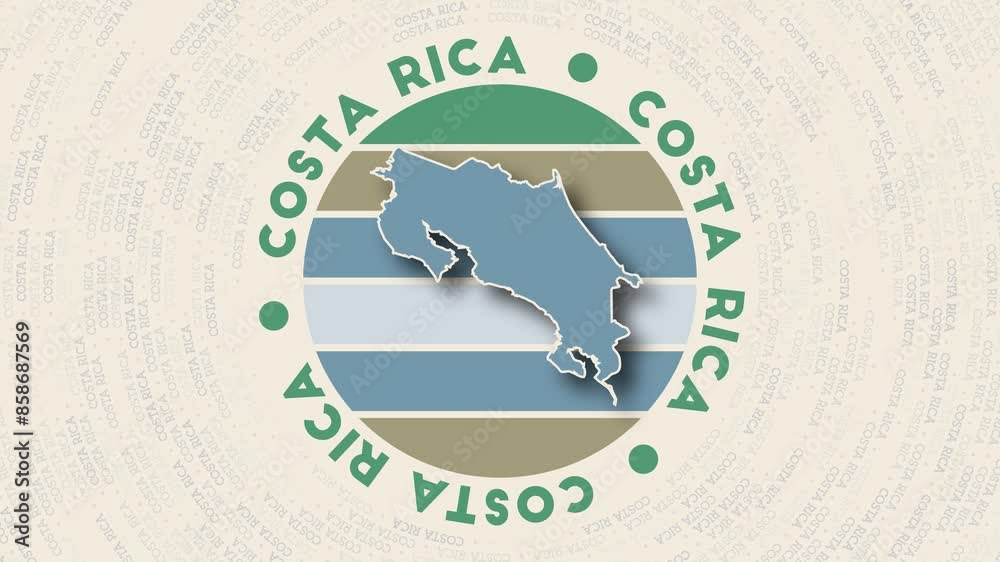 Costa Rica logo intro. Badge with the circular name and map of country ...