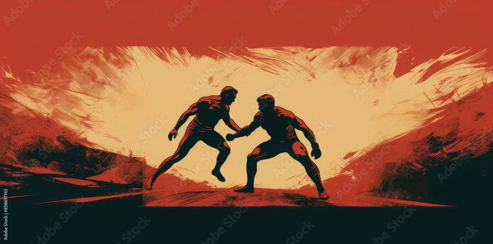 wrestling background with a couple of people in the middle of a ...