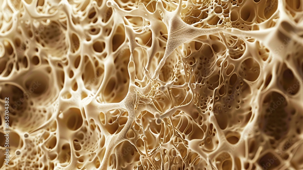 Microscopic view of cultured meat fibers growing and multiplying. The ...