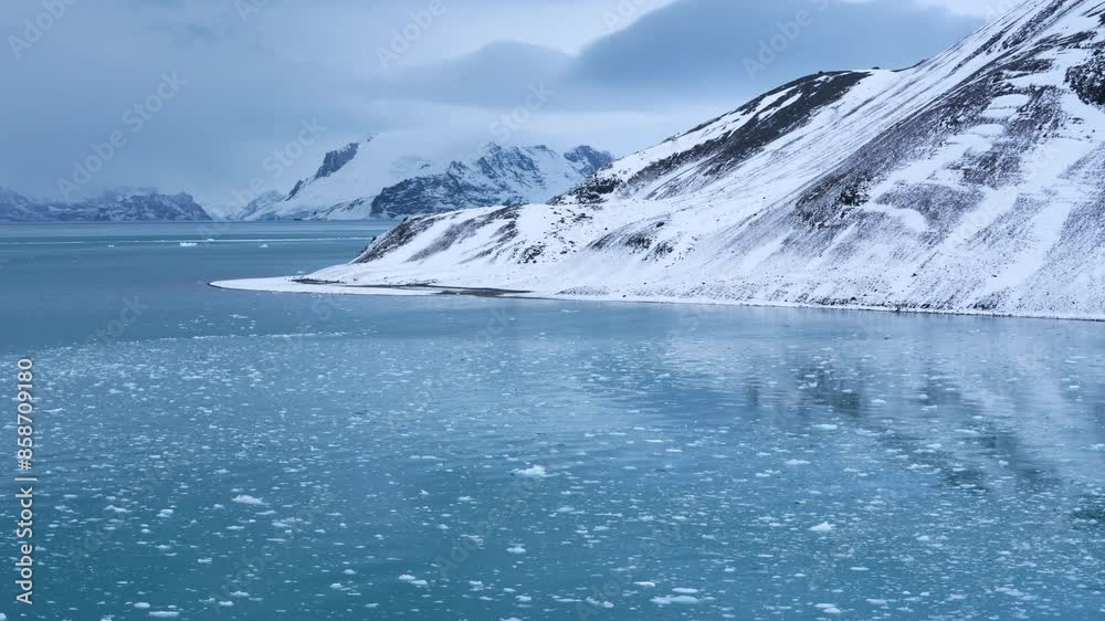 Beautiful 4K Scenic Antarctica Cruise Admiralty Bay Calm Blue Waters ...