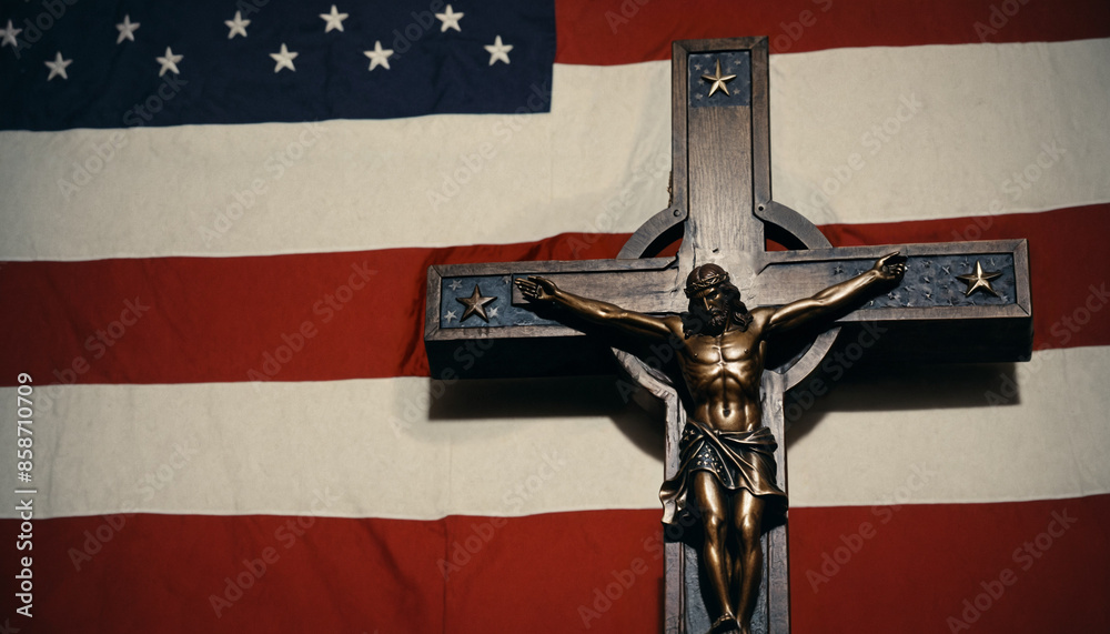 Jesus Christ, Christianity, and Patriotism concept art featuring the ...