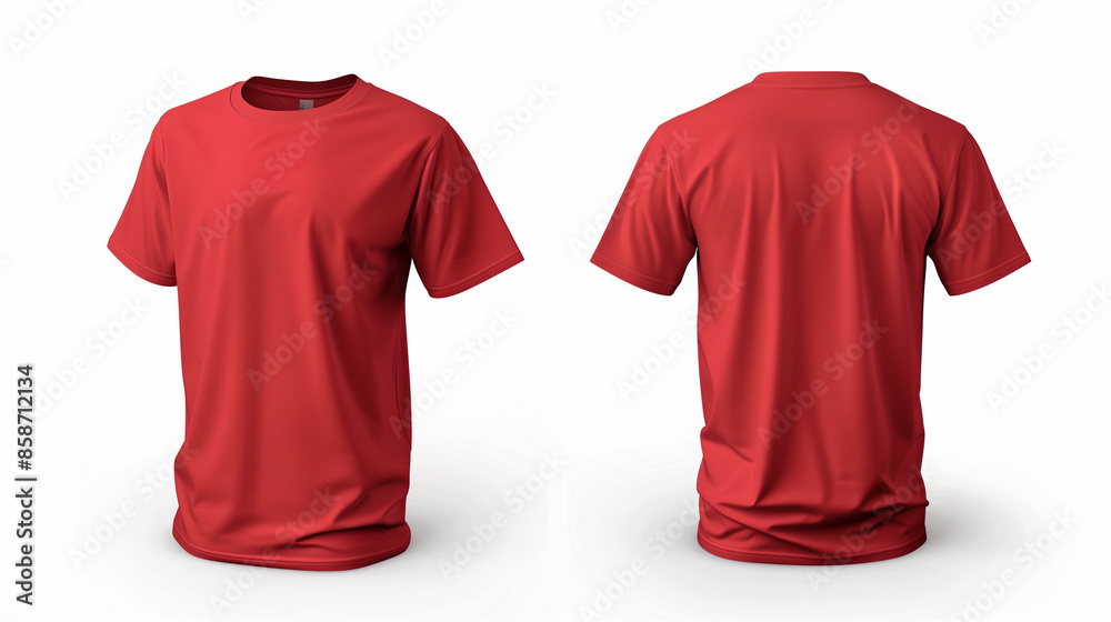 Red Shirt Design Template. Red t-shirt mock up, front and back view ...