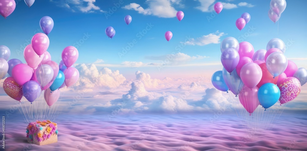 happy birthday zoom background featuring a colorful array of balloons ...