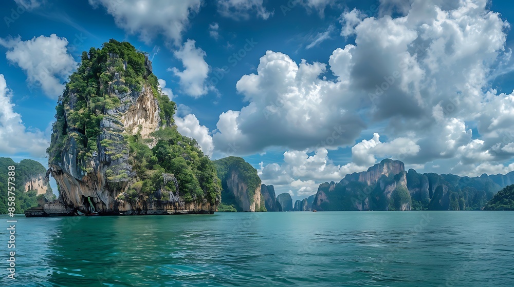 Majestic Limestone Cliffs of Phang Nga Bay with Turquoise Waters and ...