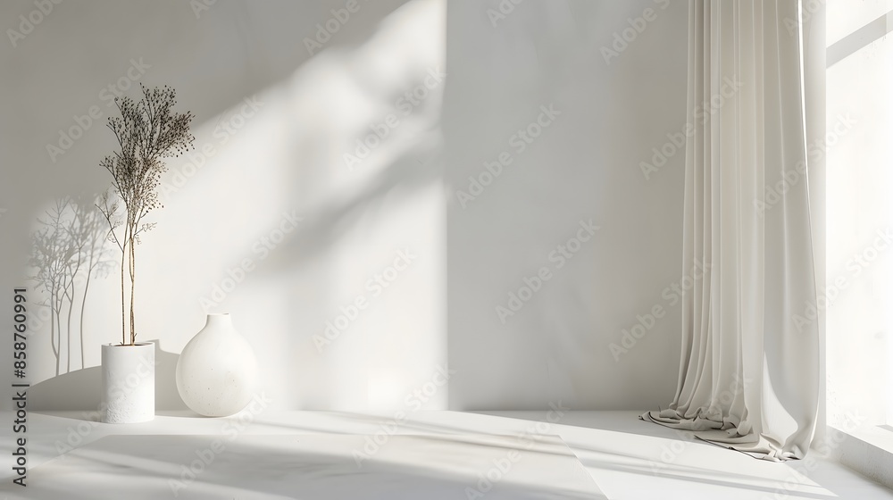 Minimalistic white background with soft lighting and gentle shadows ...