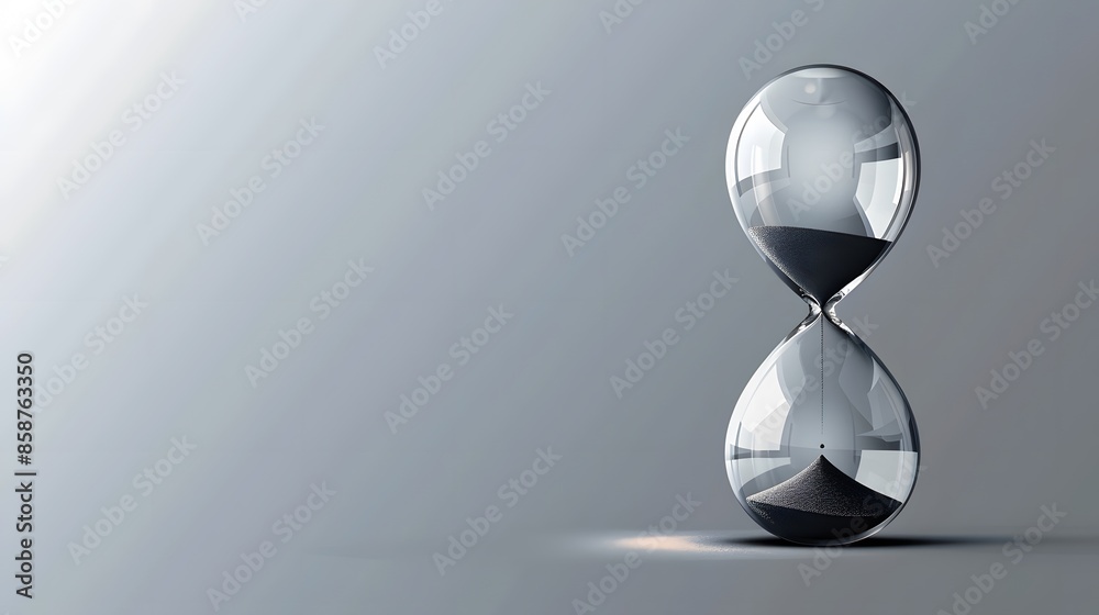 Vector graphic of an hourglass with sand halfway through, symbolizing a ...