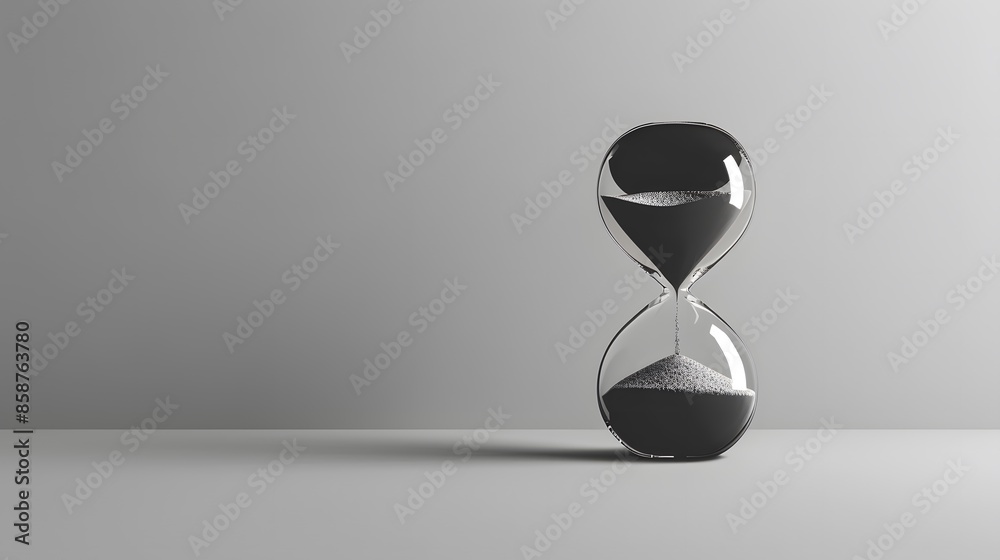 Dynamic photograph of a modern hourglass with fine sand passing through ...