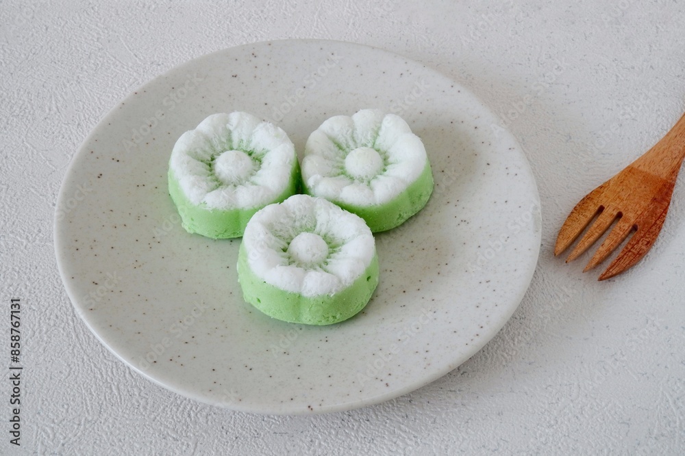 Indonesian Traditional steamed cake Kue Putu Ayu, made from rice flour ...