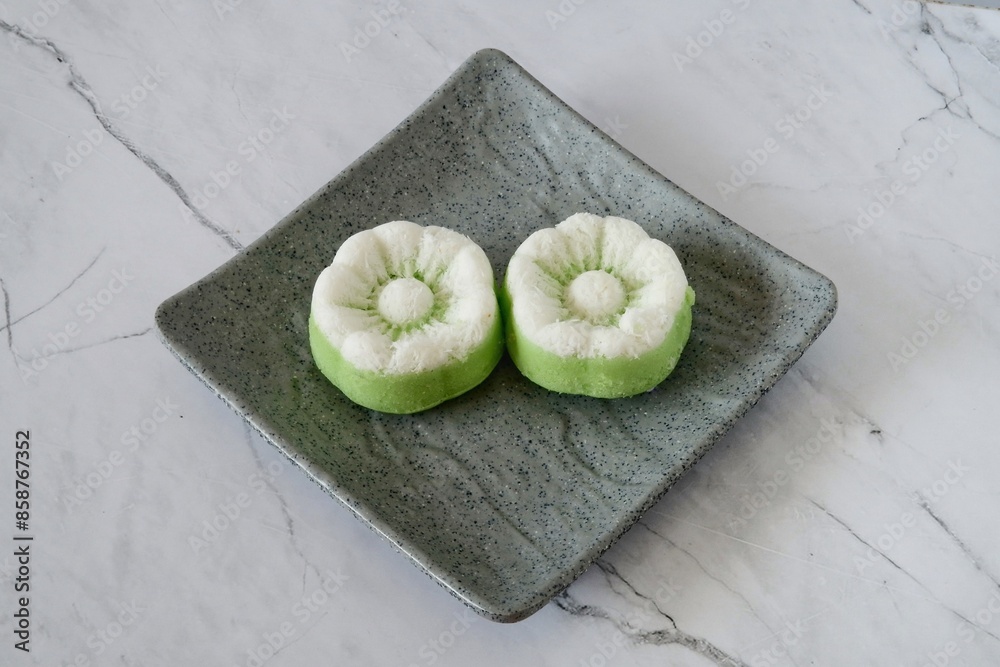 Indonesian Traditional steamed cake Kue Putu Ayu, made from rice flour ...