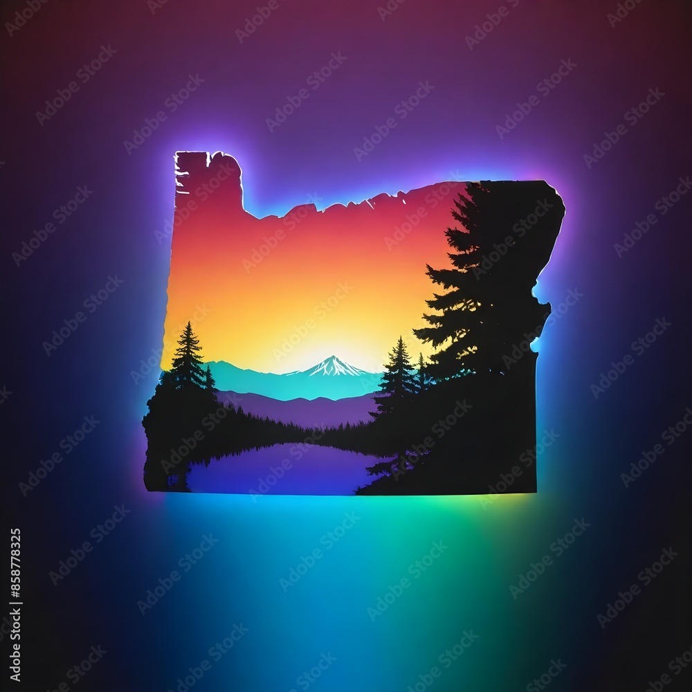 Oregon state outline, illustration of the map of Oregon - American ...