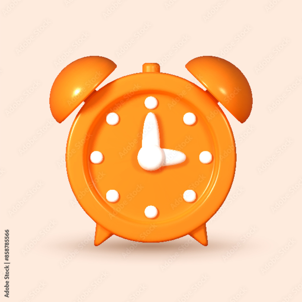 3D rendered vector illustration ringing alarm clock, isolated on a ...