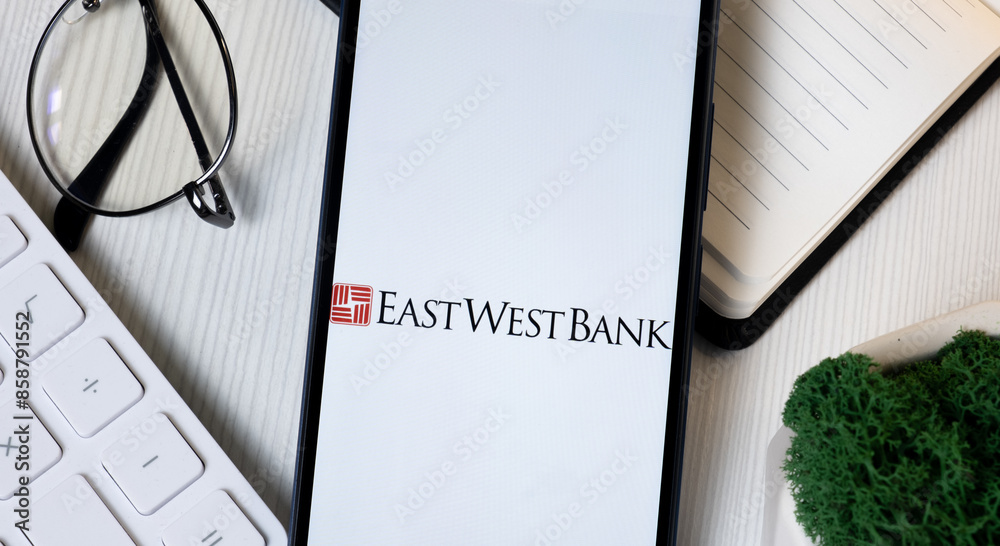 New York, USA - 1 June 2024: East West Bank Logo on Phone Screen, Company Icon Stock Photo ...