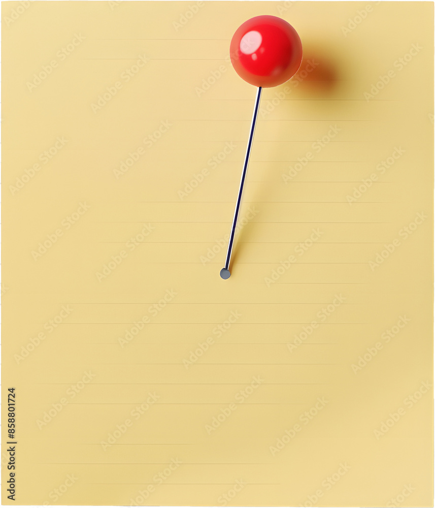 Yellow sticky note with red pin on the top right corner, clipart style ...