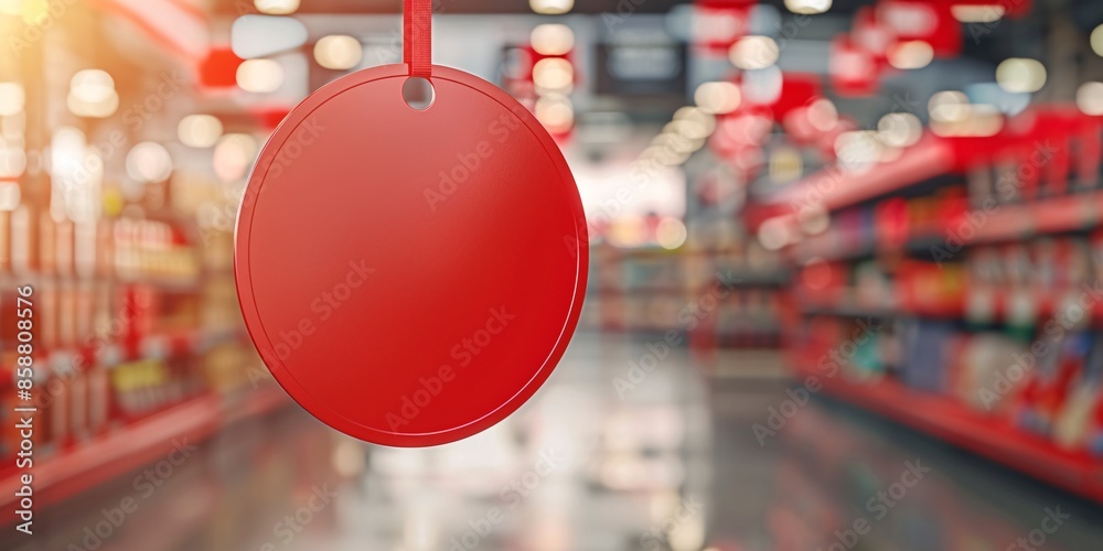 Retail Promotional Marker. Transparent Crimson Circular Store Display ...