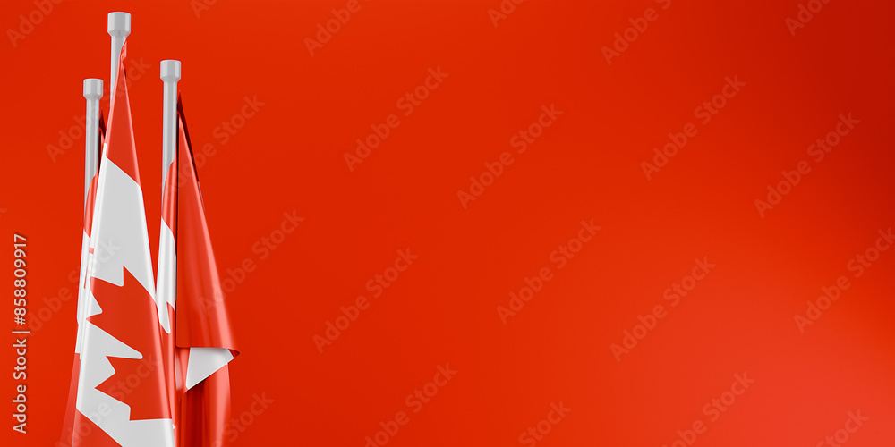 1 July is Happy Canada Day background template with Canada flag maple ...