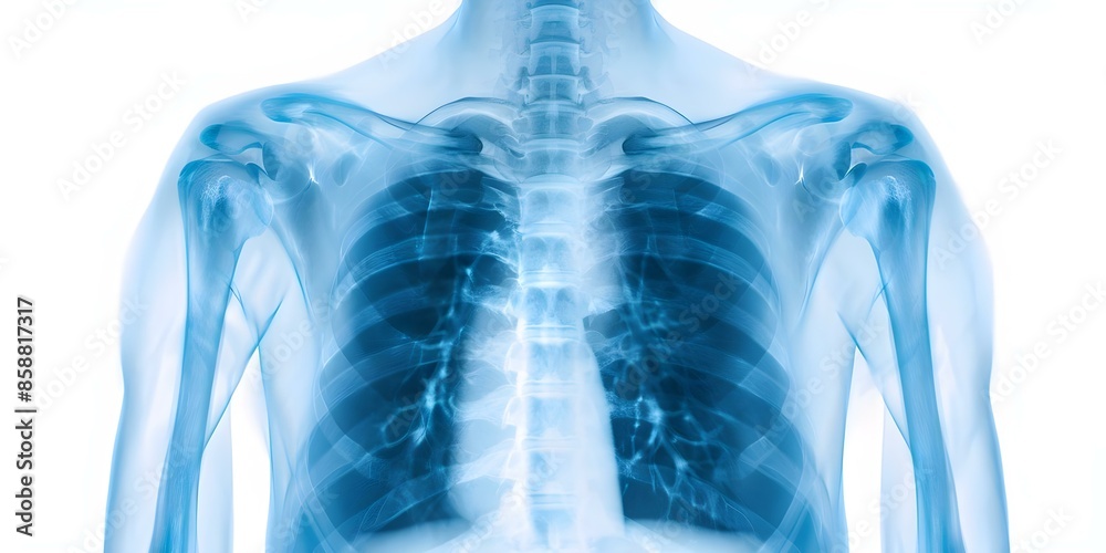 X-ray Image of Human Torso Highlighting Spine, Shoulder, and Thoracic ...
