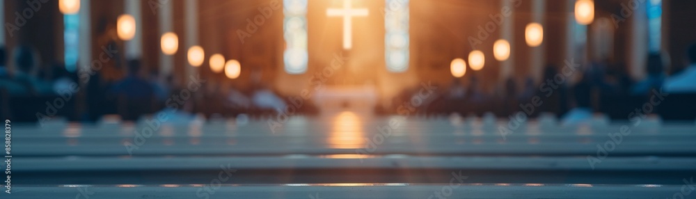 Scene of a church choir singing sacred hymns, their voices resonating ...
