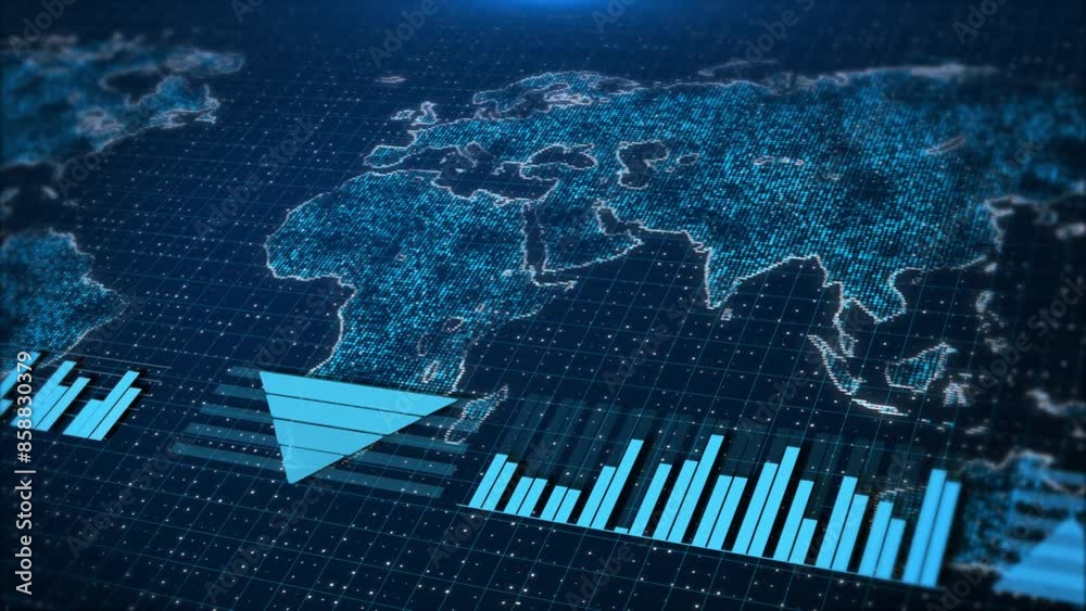 Abstract futuristic Map of world digital globe world screen background ...