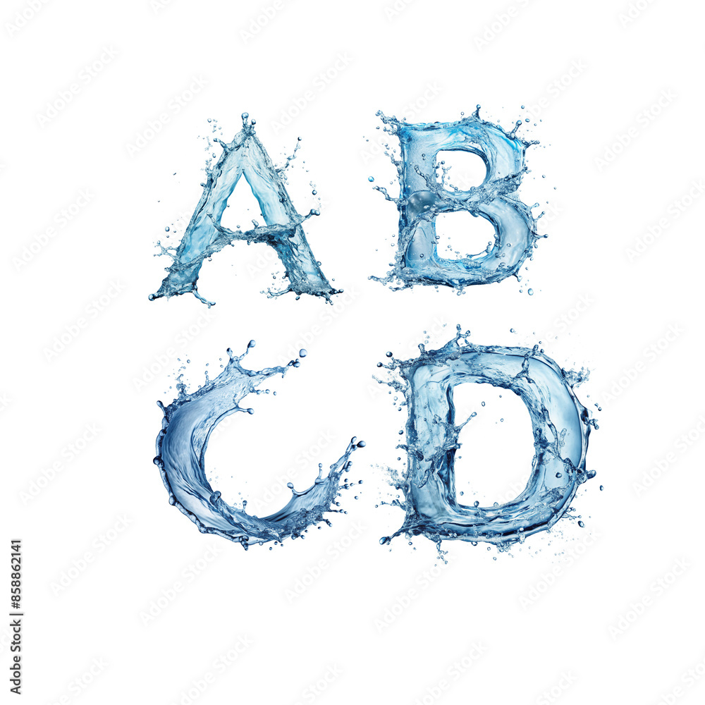 Alphabet water splash letters a to d Stock Illustration | Adobe Stock