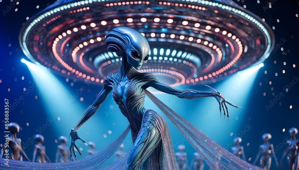 Aliens ancestrales, extraterrestre, ufo, arte, luces, platillo volador ...