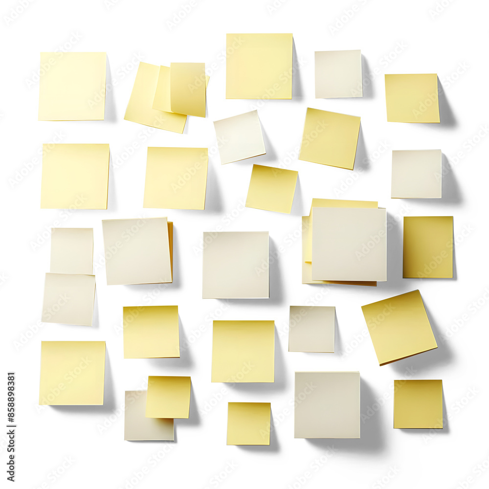 Isolated picture of a yellow post-it note on a wall transparent ...