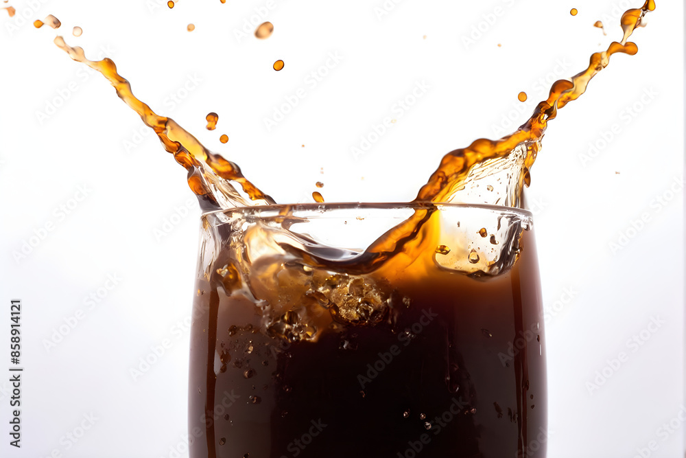 Milk Tea fall ice cube cool pouring down in Shape form line. Milk Ice ...