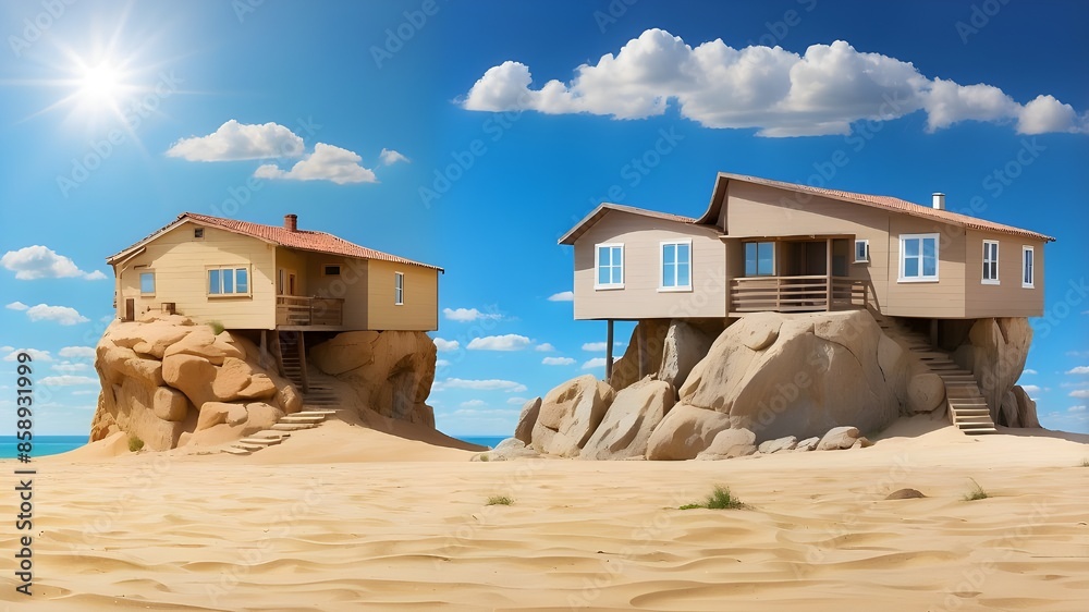 House constructed on the sand vs house constructed on a rock. Parable ...